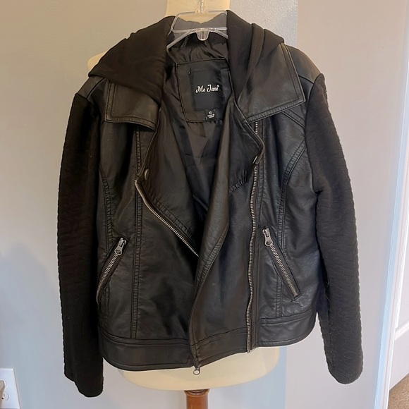 Me Jane | Jackets & Coats | Faux Leather Hooded Bomber Jacket | Poshmark